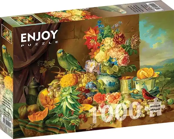 Fruit flowers and a parrot palapeli 1000 palaa Enjoy Puzzle