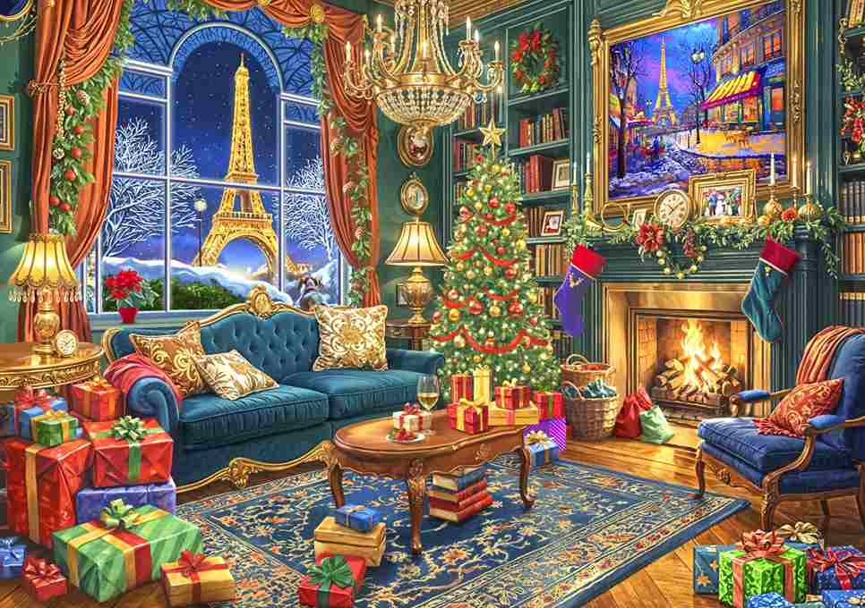 Bluebird Christmas in Paris palapeli 1000 palaa - Pariisi-joulupalapeli
